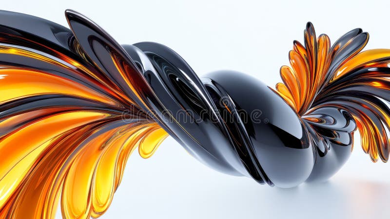 Energetic Motion of Abstract 3D Forms Set Against a Plain White ...