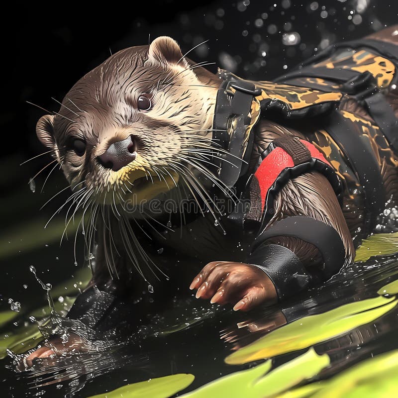 Energetic Otter in Action stock illustration. Illustration of agile ...