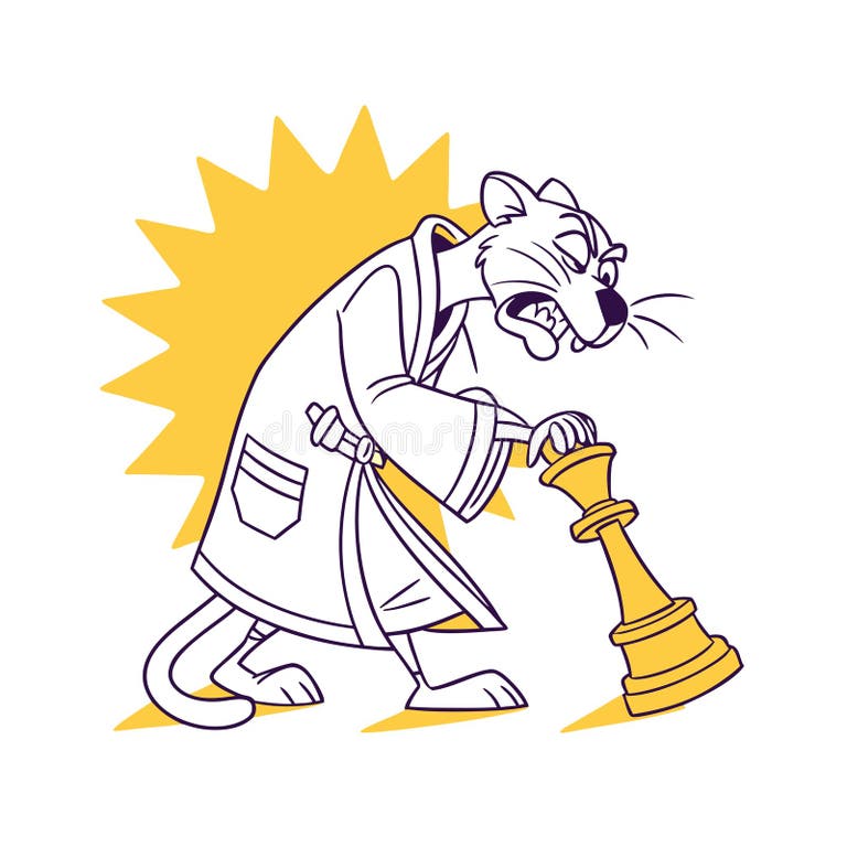 Energetic Panther Playing Chess Stock Illustration - Illustration of ...