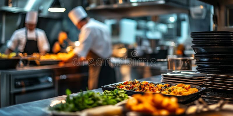 Energetic and Passionate Chefs are Busy at Work in a Bustling ...