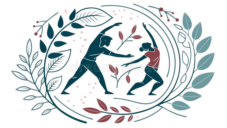 Energetic People Exercising in Laurel Wreath, Vector Design Generative ...