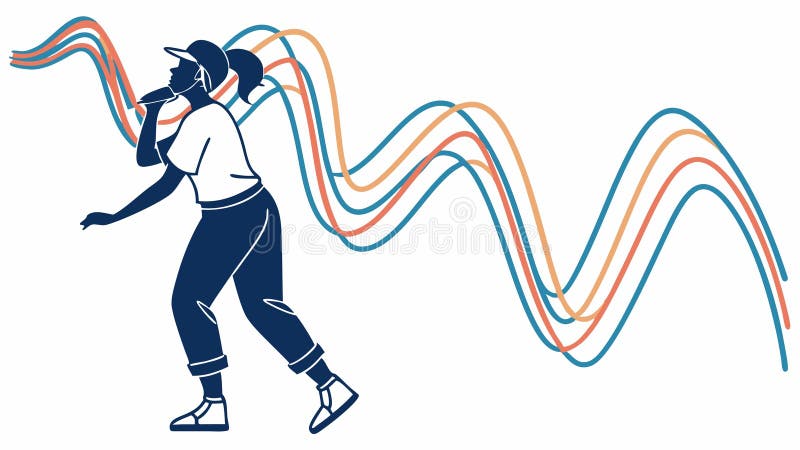 Energetic Person Dancing Flowing Lines, Vector Design Generative AI ...