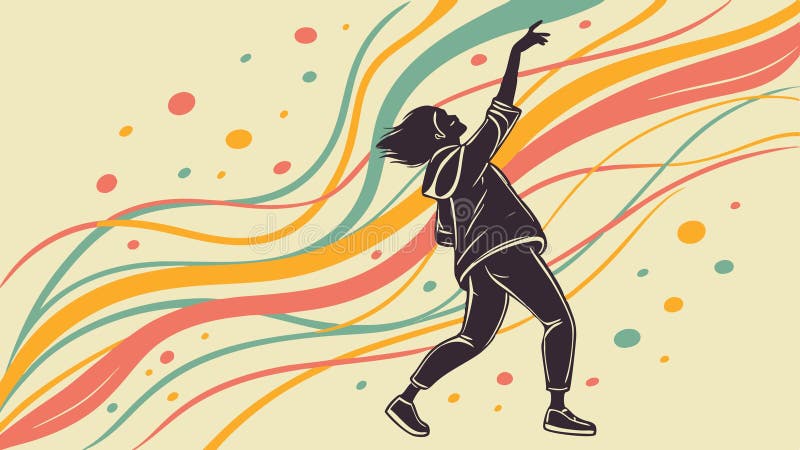 Energetic Person with Flowing Colors, Creative Movement, Vector Design ...