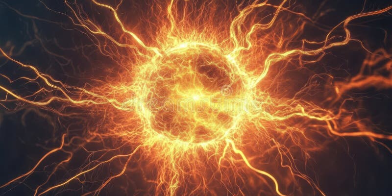 Energetic Plasma Sphere with Radiating Electric Discharge Stock Image ...