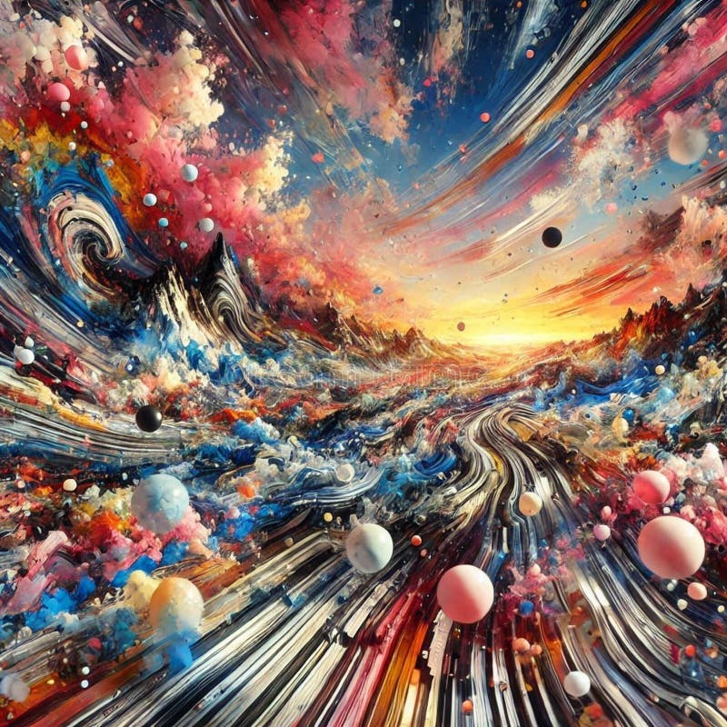 Energetic Pop Art Aesthetic Image of Abstract Landscape in Layered ...