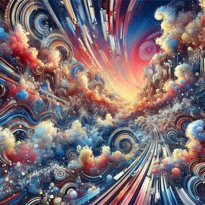 Energetic Pop Art Aesthetic Image of Abstract Landscape in Layered ...