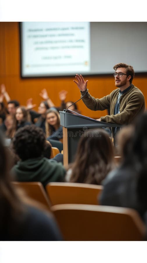 An Energetic Professor Engaging Students during a Lecture, Modern ...