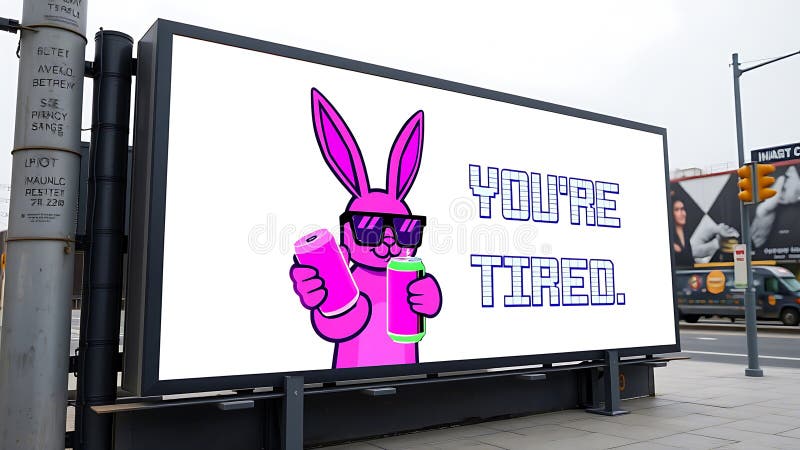Energetic Rabbit Billboard with Motivational Message Stock Illustration ...