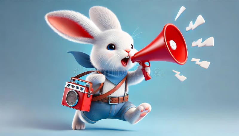 Energetic Rabbit Makes a Loud Statement with Megaphone. AI Generated ...