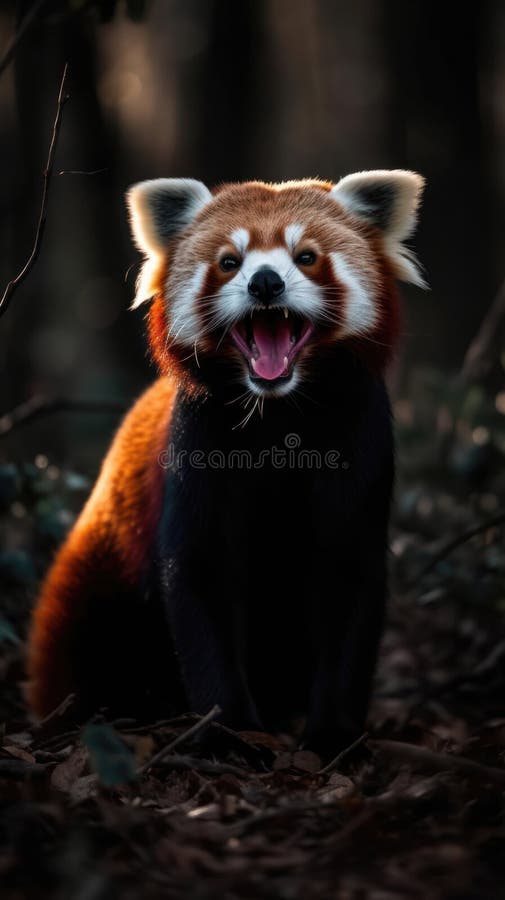 Energetic Red Panda Dancing in Joyful Moment . Stock Illustration ...