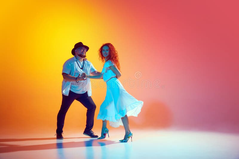 Energetic Salsa. Dancers during Training Session Work on Perfecting ...