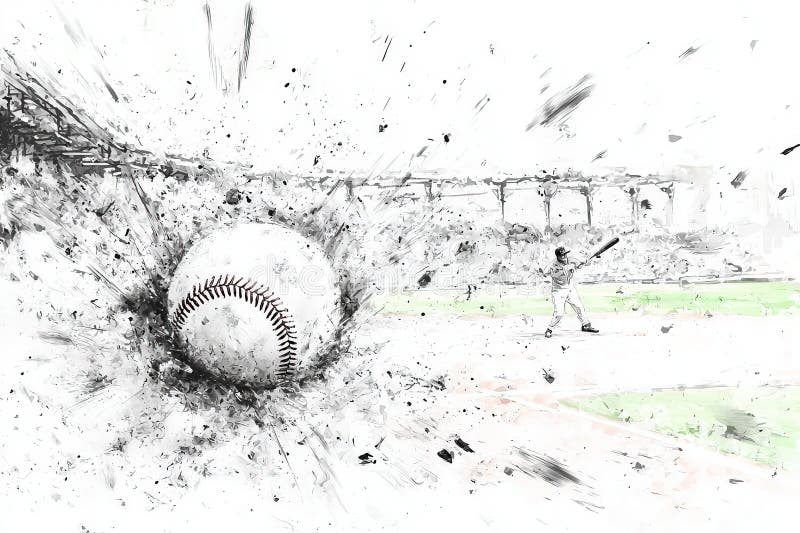 An Energetic Sketch of a Baseball in Motion, Capturing the Excitement ...