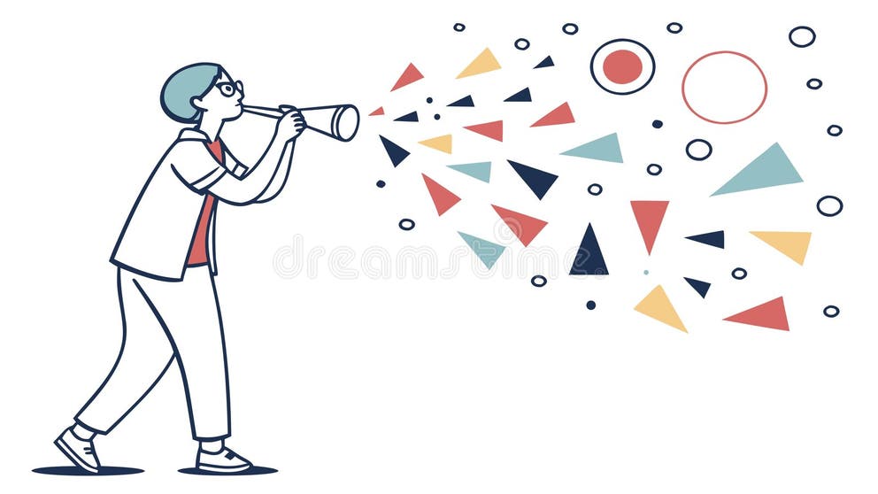 Energetic Speaker with Megaphone, Broadcasting Dynamic Messages, Vector ...