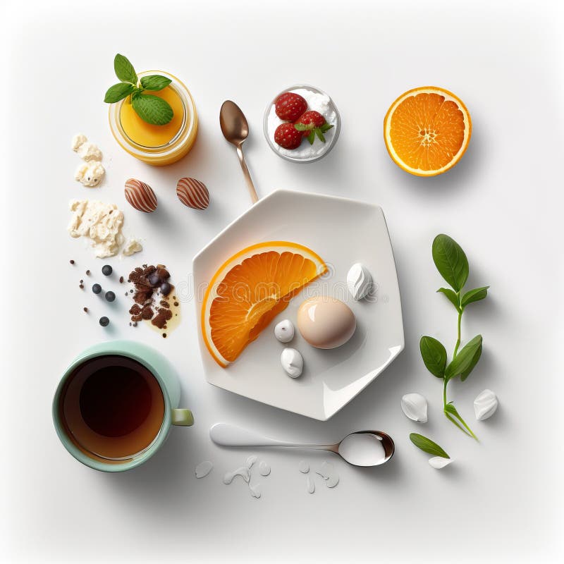 Energetic, Varied and Healthy Breakfast on White Background. Ai ...