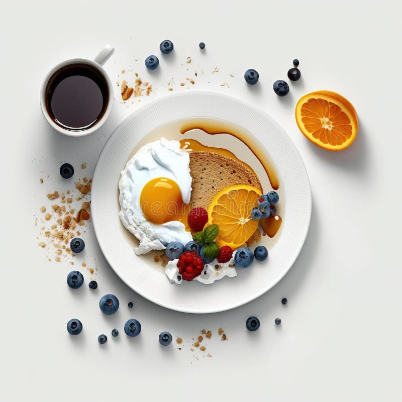 Energetic Varied And Healthy Breakfast On White Background Ai