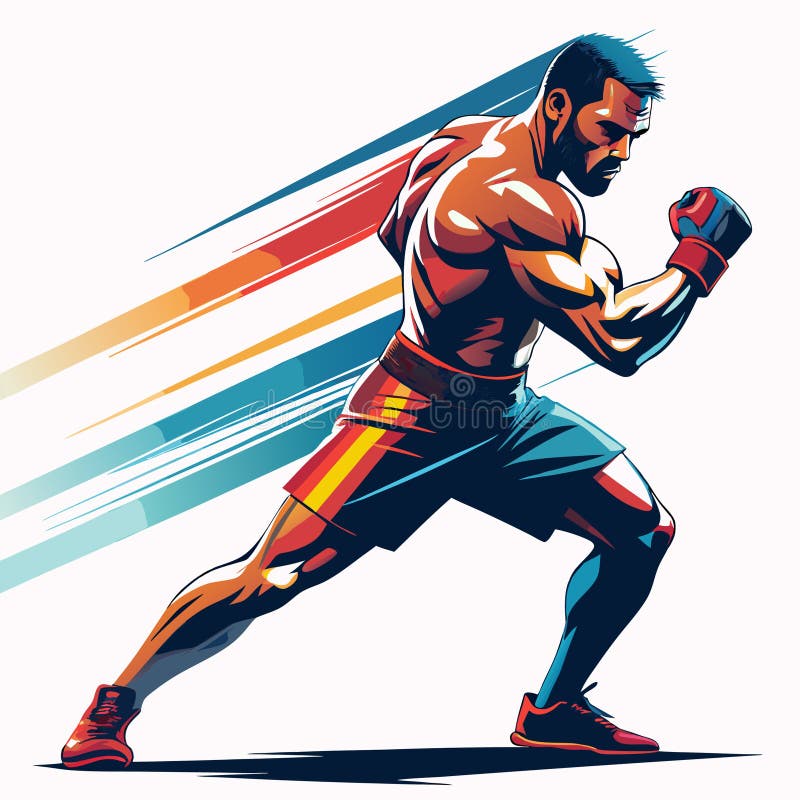 Dynamic Boxer Illustration Forward Motion Art Stock Vector ...