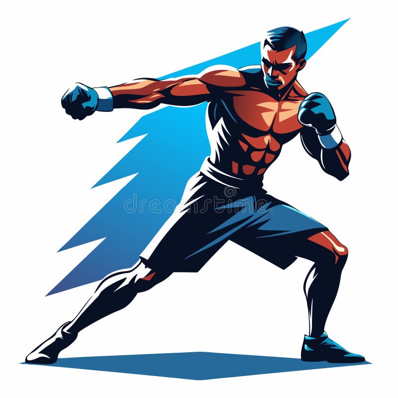 Dynamic Boxer Punch Speed Strike Art Flat Illustration Stock Vector ...