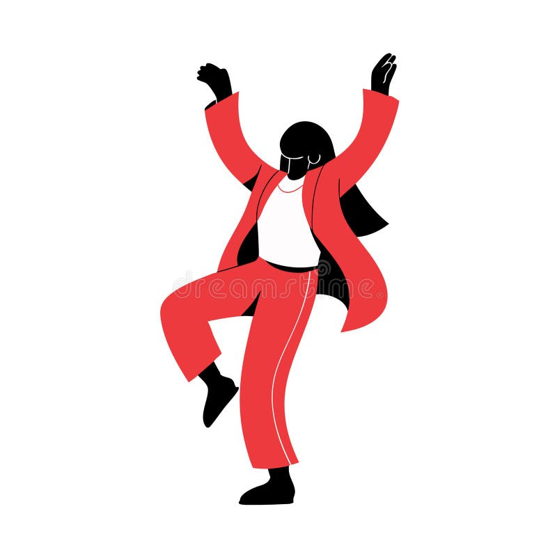 Energetic Vector Illustration of Person Dancing in Red Outfit Stock ...
