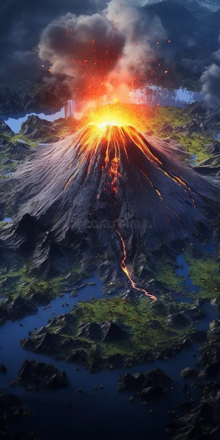 Energetic Volcano with Hot Water Spewing Out in Daz3d Style Stock ...
