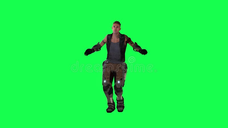 Energetic Warrior Soldier Dancing Samba Front Angle on Green Screen 3D ...