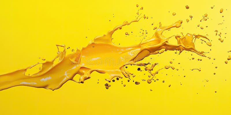 Energetic Yellow with Scattered Paint Splashes, Vibrant Abstract ...
