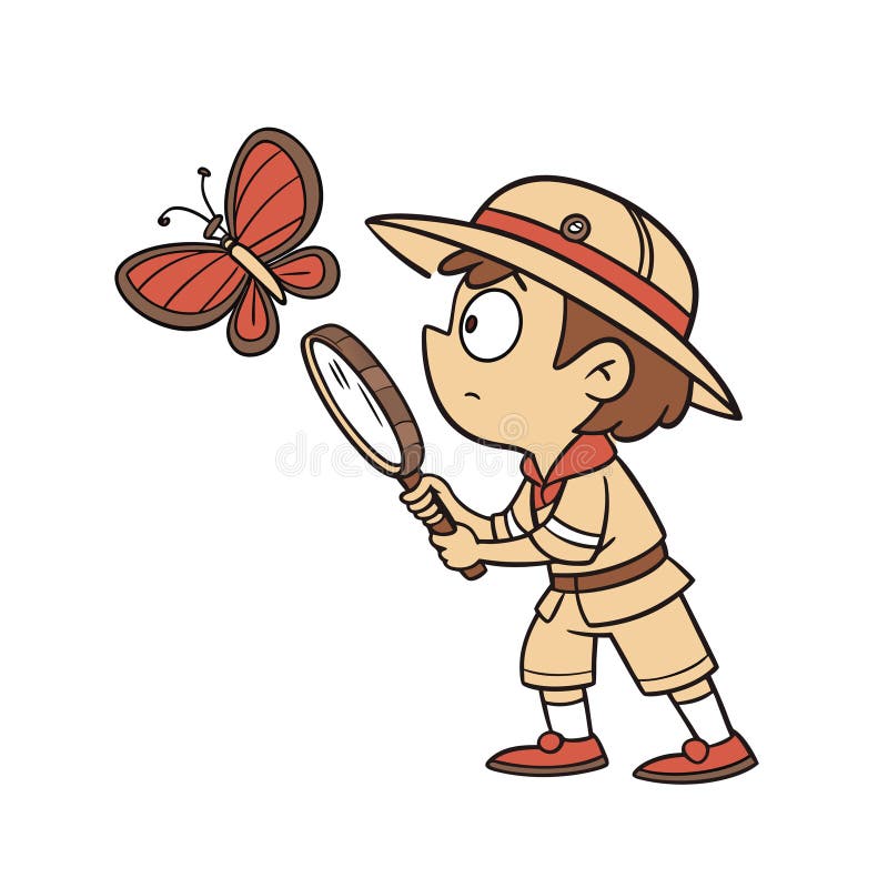 Energetic Young Explorer on an Adventure Stock Illustration ...