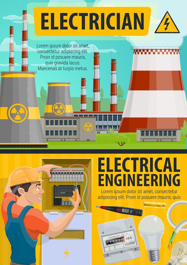 Electrical Engineering and Electricity Infographic Stock Vector - Illustration of post, nuclear ...