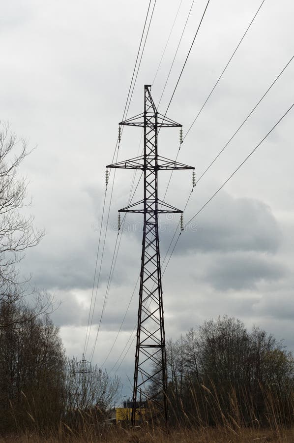 Energetics. Power Lines, Vertical Frame Stock Image - Image of current ...