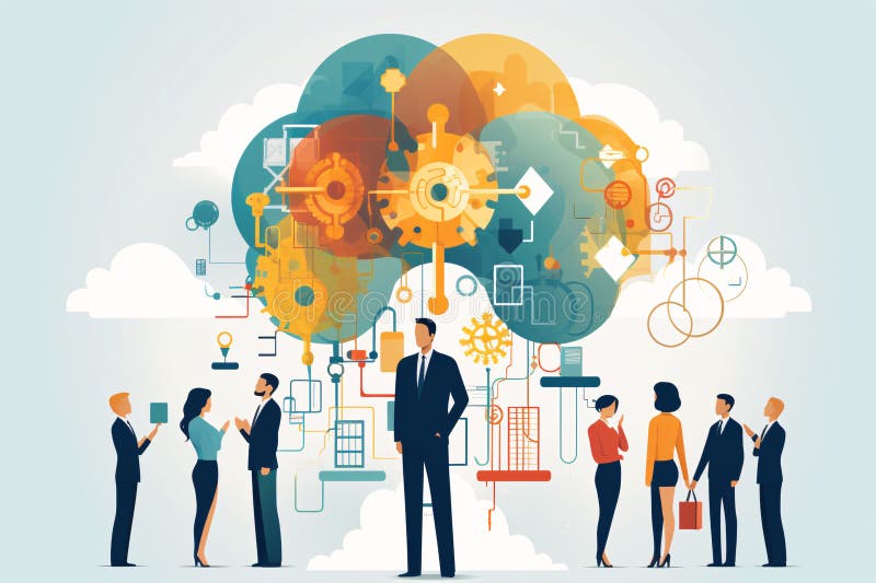 Energized Brainstorm Session, Modern Business Characters in Flat Design ...