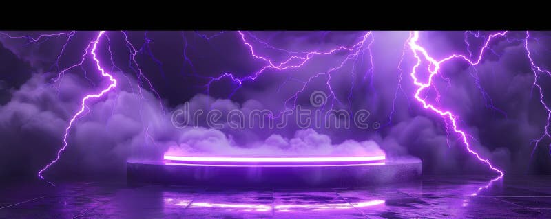 Energized Purple Stage: Dramatic Lightning Strikes on Dark Abstract ...