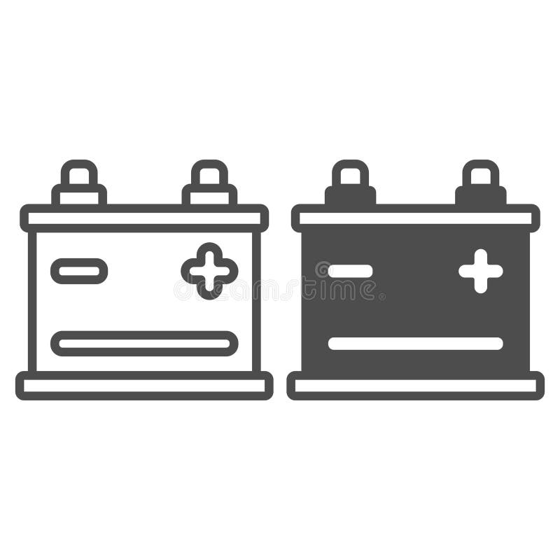 Energy Accumulator Line and Solid Icon, Car Service Concept. Vector ...
