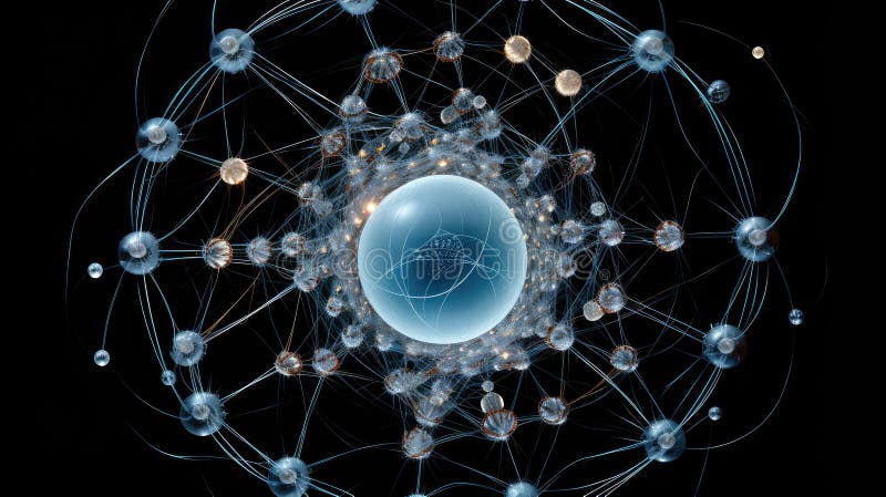 Atom Orbit Icon. Quantum Physics. Blue Color Logo Isolated on ...