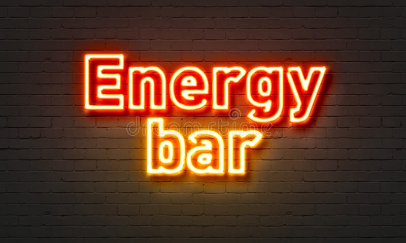 Energy Bar Neon Sign on Brick Wall Background. Stock Image - Image of ...