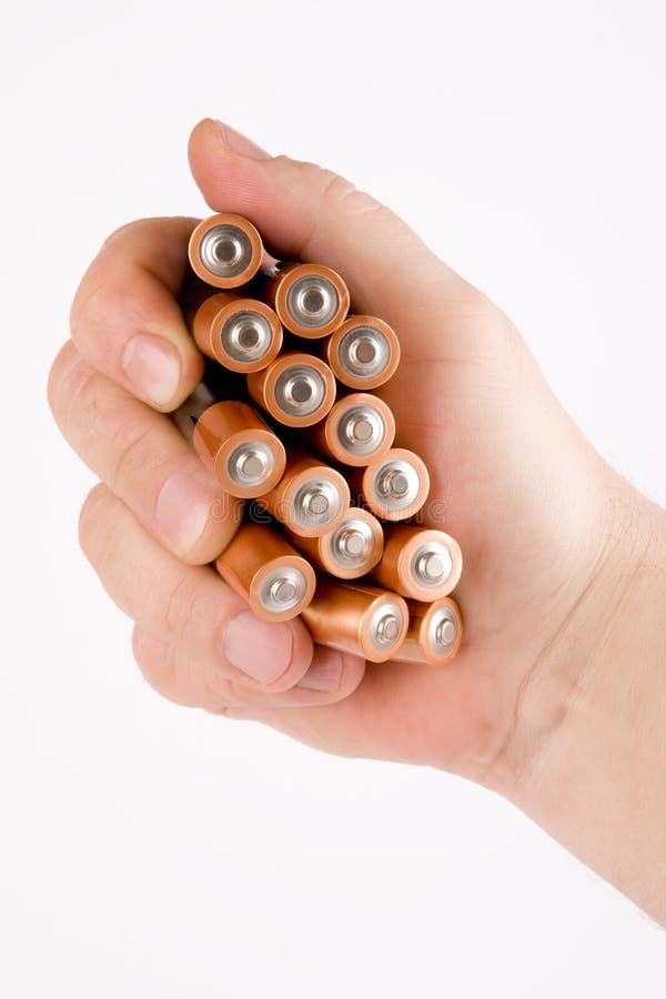 Energy of Batteries in a Hand Stock Photo - Image of hand, battery ...