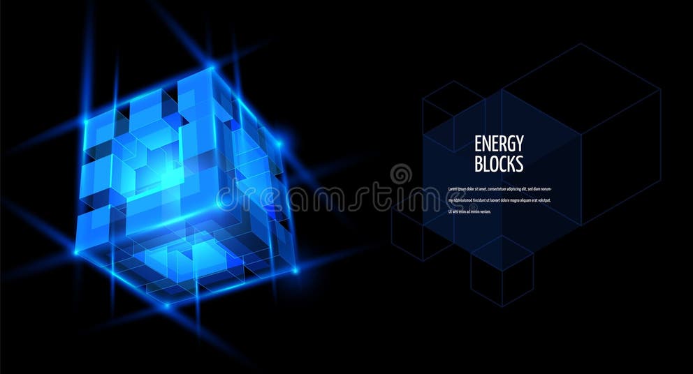 Energy Blocks Vector Design, Big Data Blue Cube High Tech Technology ...