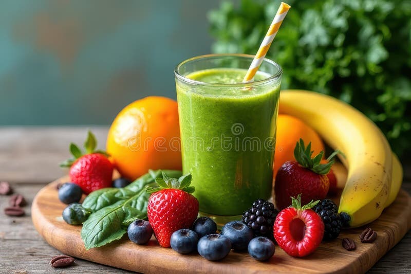 Energy-Boosting Fruit and Veggie Blend Stock Illustration ...