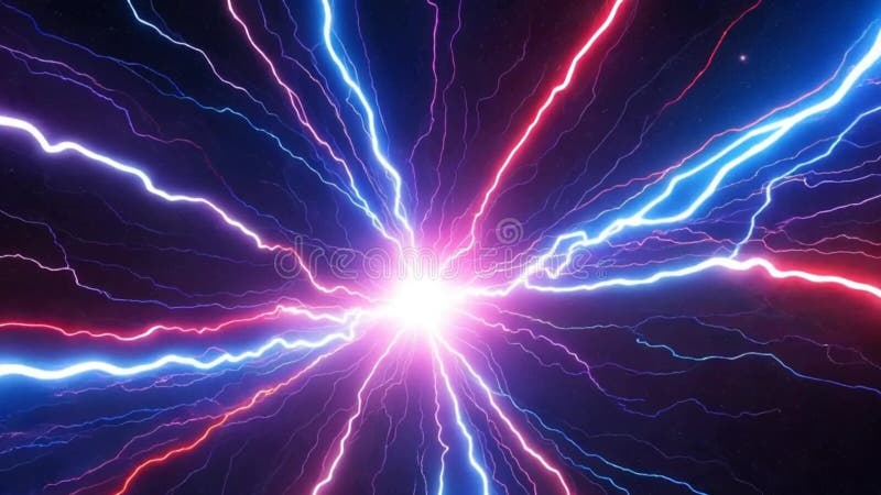 Energy Burst with Electric Lightning Bolts in Outer Space Stock Video ...