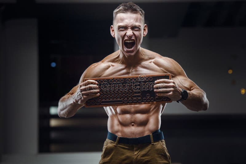 Energy Caucasian Strong Athlete Screaming in Gym Stock Photo - Image of ...