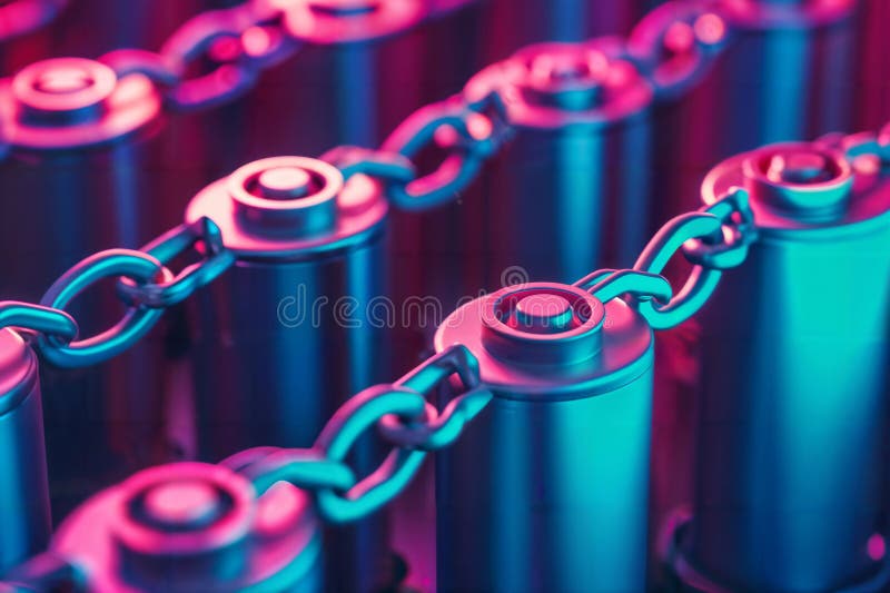 Energy Chain Concept with Batteries Stock Illustration - Illustration ...