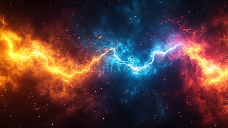 Energy Clash: Lightning between Fire and Ice, a Dynamic Contrast Stock ...