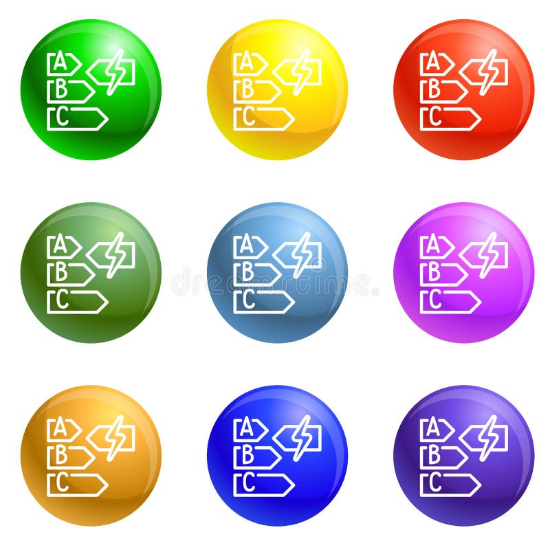 Energy Class Icons Set Vector Stock Vector - Illustration of ...