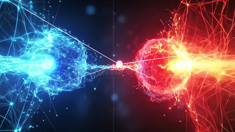 Energy Collision of Blue and Red Forces in Cyberspace Stock Footage ...