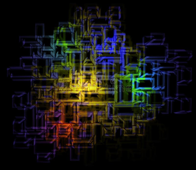 Energy Color Splash in Abstract Rectangular Lines Stock Illustration ...