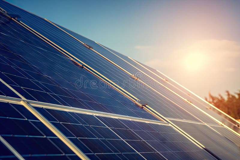 Energy Company, with Close-up of the Newest Solar Panel Installation ...