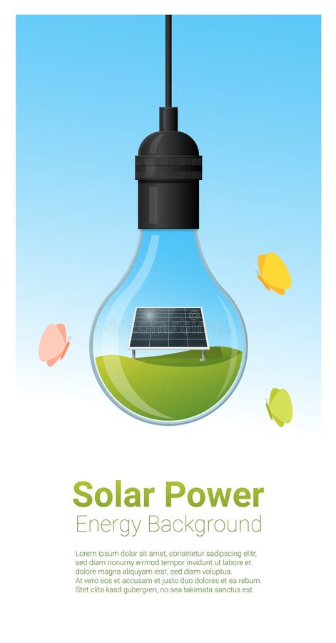 Energy Concept Background with Solar Panel in Light Bulb Stock Vector ...
