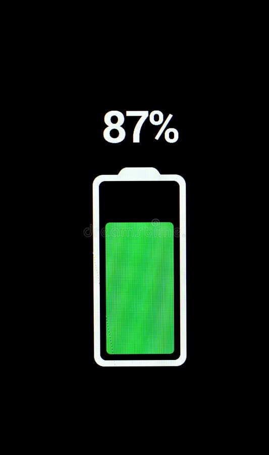 Battery Level Indicator on a Smartphone,black Background Stock Photo ...