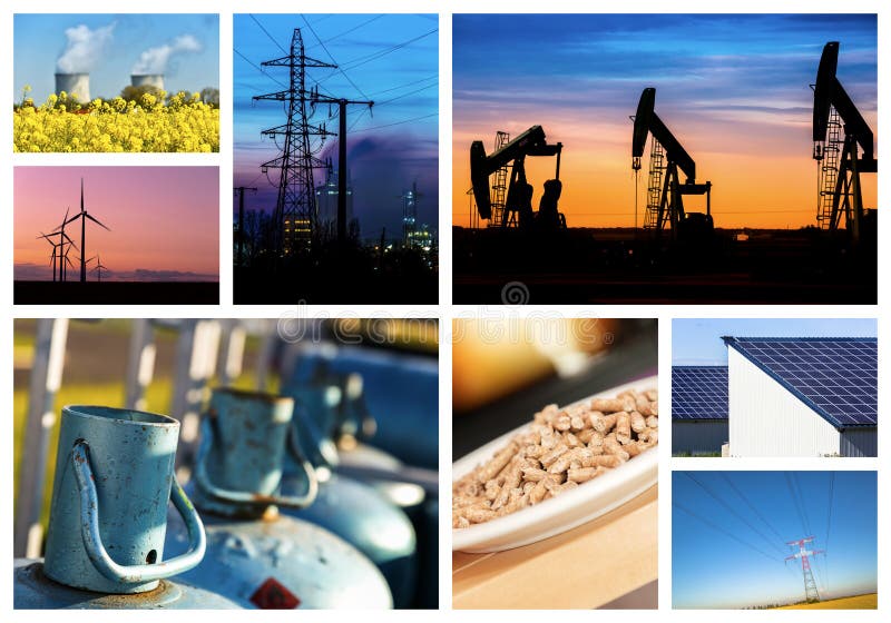 Energy Concept with Collage of Various Photo Stock Photo - Image of ...