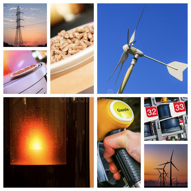 Energy Concept with Collage of Various Photo Stock Image - Image of ...
