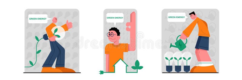 Illustrations Set of Energy Consumption in Household Stock Vector ...
