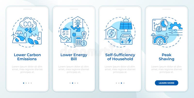 Energy Control Benefits Blue Onboarding Mobile App Screen Stock ...